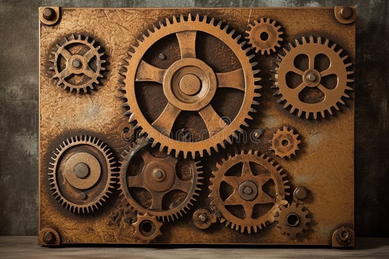 Vintage Steampunk Sign on Canvas Background with Cogs and Gears ...