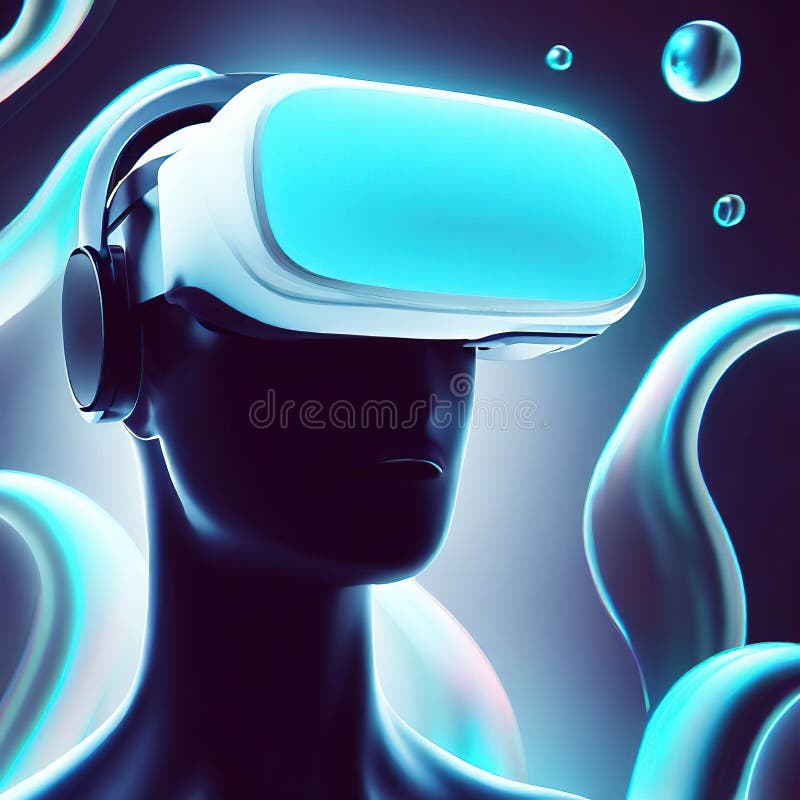 Concept of Virtual Reality Technology with Liquid Shapes with ...