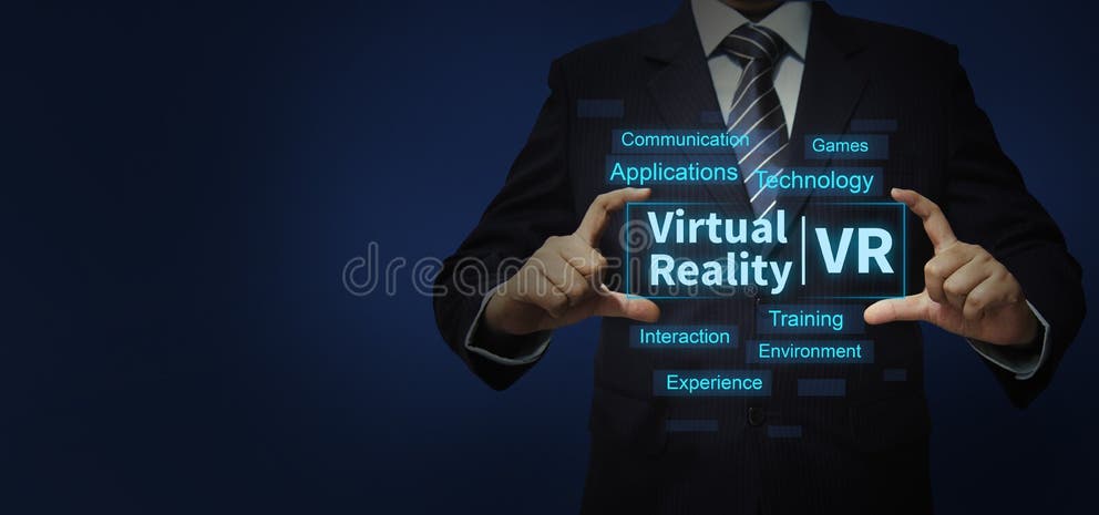 Virtual Reality VR Text in Digital Format with Business Person, VR ...