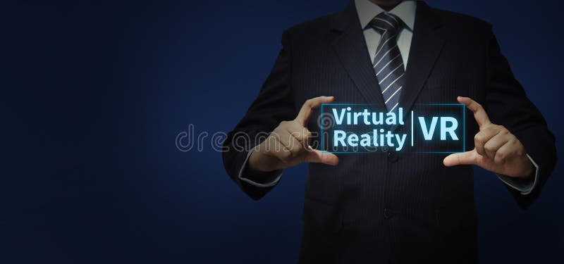 Virtual Reality VR Text in Digital Format with Business Person, VR ...
