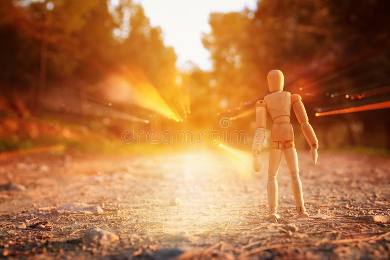 Concept of Vision and Different Thinking. Wooden Dummy Standing on the ...