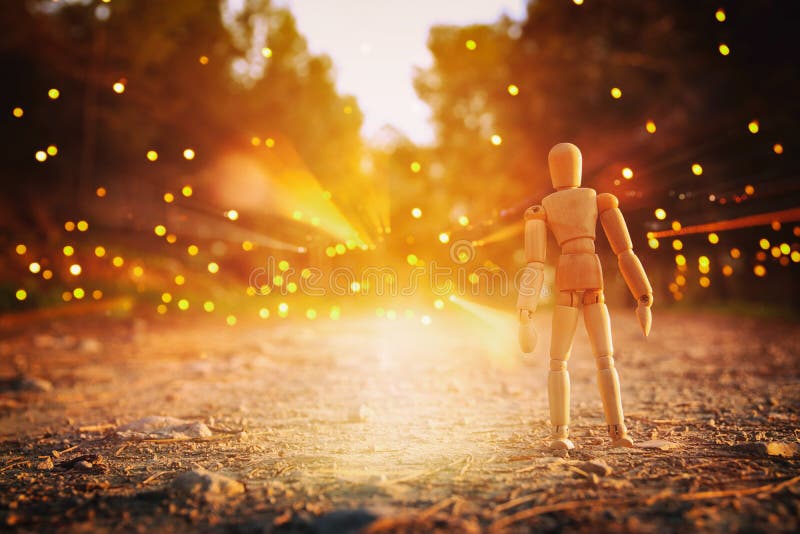 Concept of Vision and Different Thinking. Wooden Dummy Standing on the ...