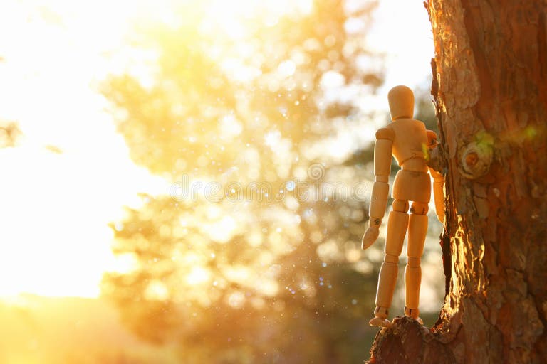 Concept of Vision and Different Thinking. Wooden Dummy Standing on Top ...