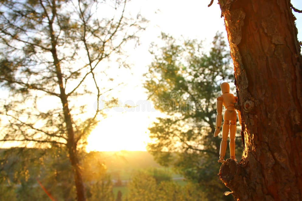 Concept of Vision and Different Thinking. Wooden Dummy Standing on Top ...