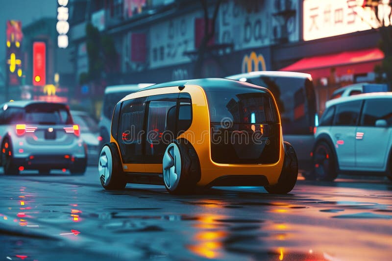 A Concept Visualization of a Driverless Electric Car Service Stock ...