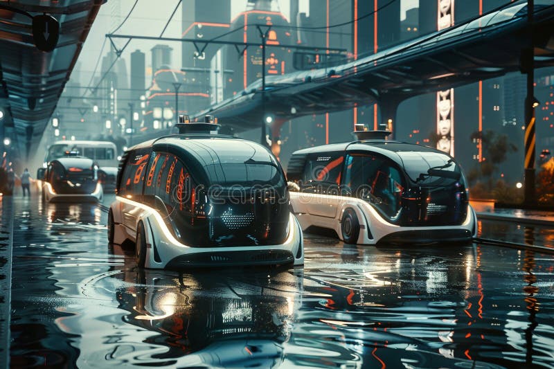 A Concept Visualization of a Driverless Electric Car Service Stock ...