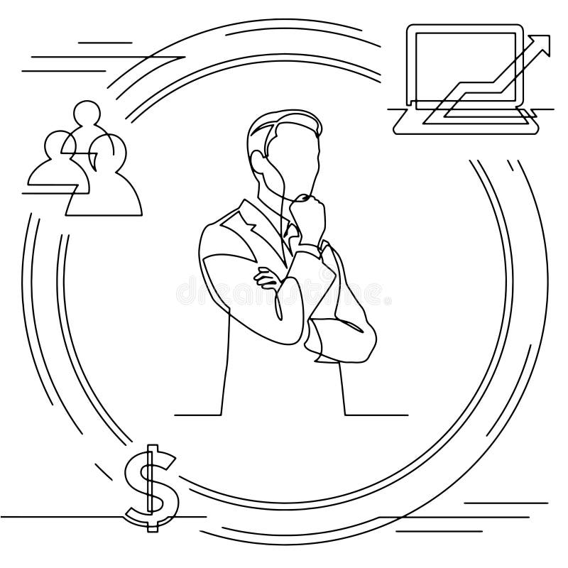 Concept Visualization Line Icon Drawing of Business Infographics Stock ...