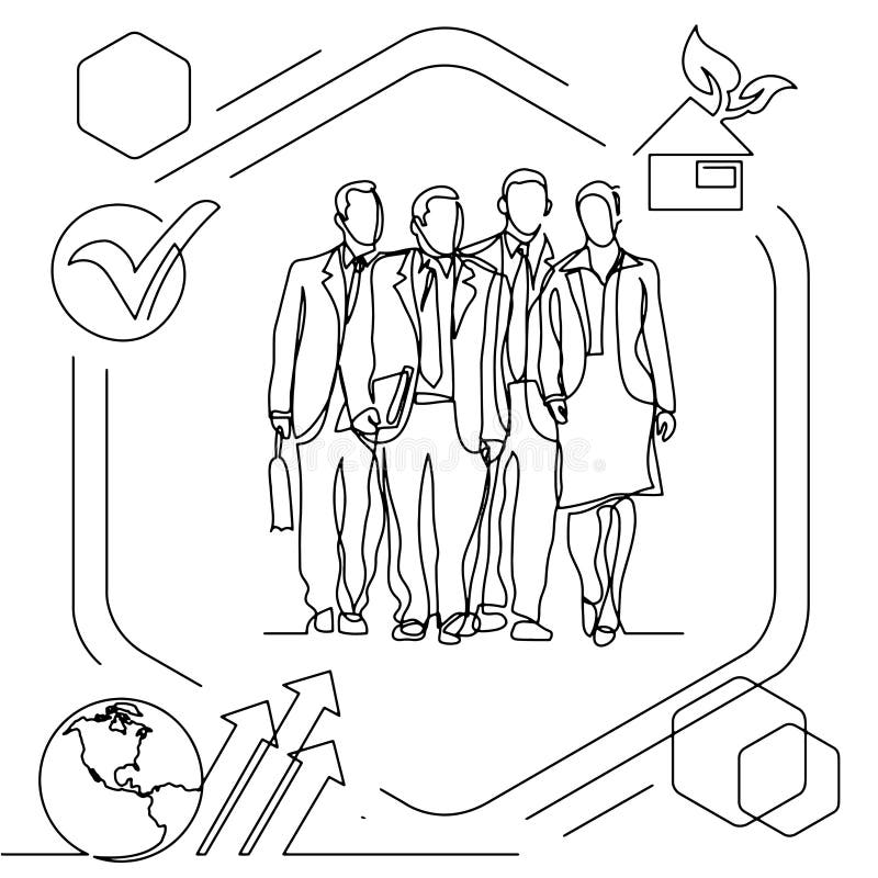 Concept Visualization Line Icon Drawing of Business Infographics Stock ...