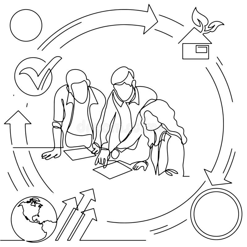 Concept Visualization Line Icon Drawing of Business Infographics Stock ...