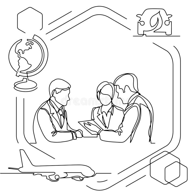 Concept Visualization Line Icon Drawing of Business Infographics Stock ...