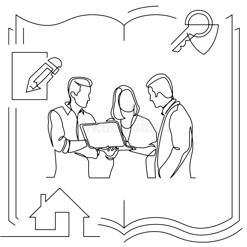 Concept Visualization Line Icon Drawing of Business Infographics Stock ...