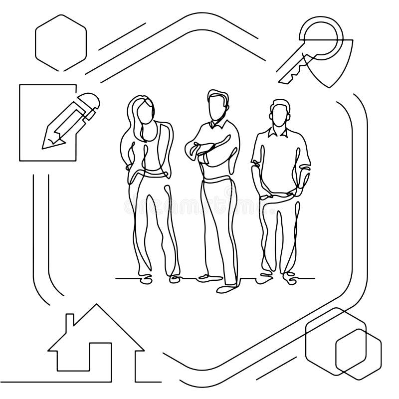 Concept Visualization Line Icon Drawing of Business Infographics Stock ...