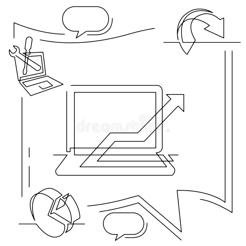 Concept Visualization Line Icon Drawing of Business Infographics Stock ...