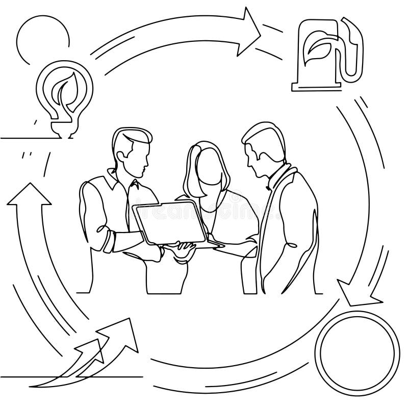 Concept Visualization Line Icon Drawing of Business Infographics Stock ...