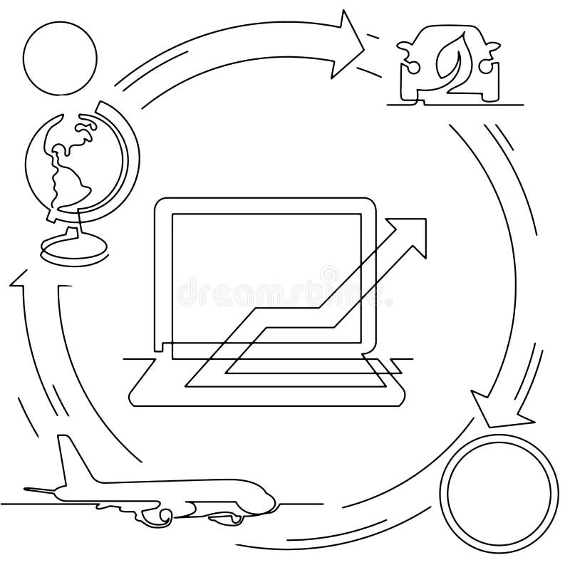 Concept Visualization Line Icon Drawing of Business Infographics Stock ...