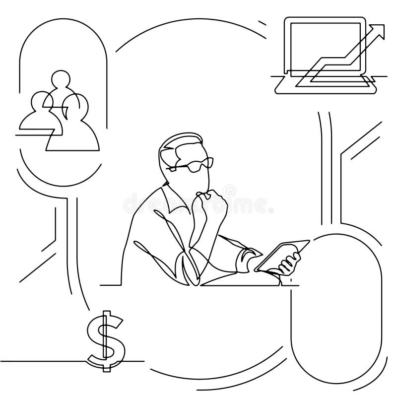 Concept Visualization Line Icon Drawing of Business Infographics Stock ...