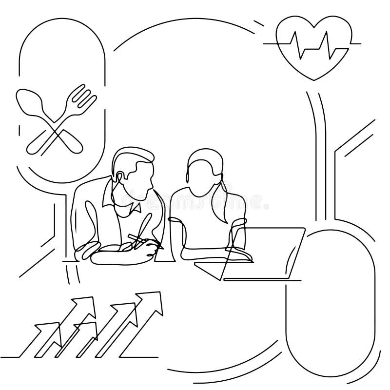 Concept Visualization Line Icon Drawing of Business Infographics Stock ...