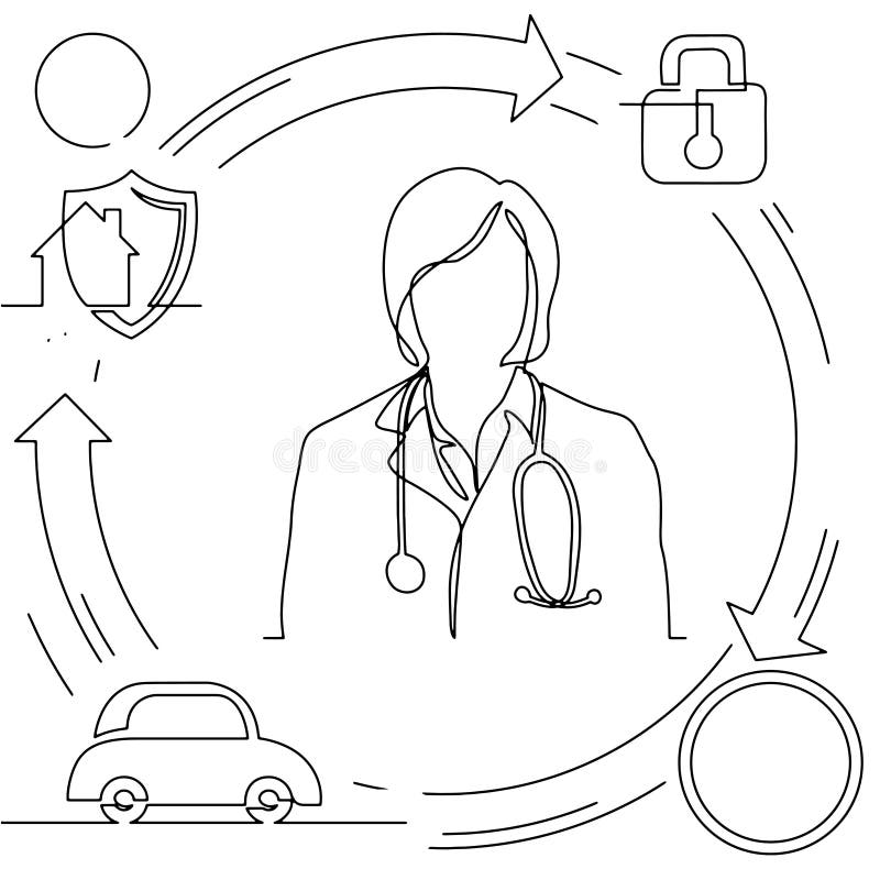 Concept Visualization Line Icon Drawing of Healthcare and Wellness ...