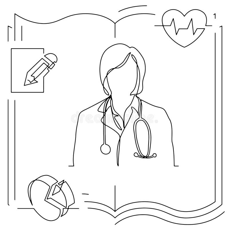 Concept Visualization Line Icon Drawing of Healthcare and Wellness ...