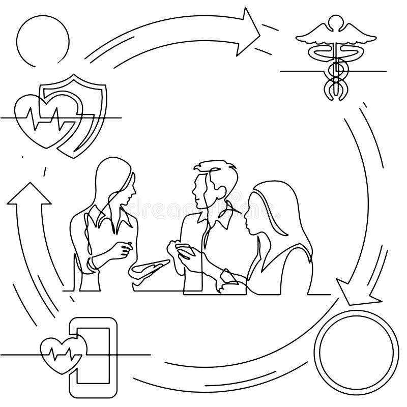 Concept Visualization Line Icon Drawing of Healthcare and Wellness ...