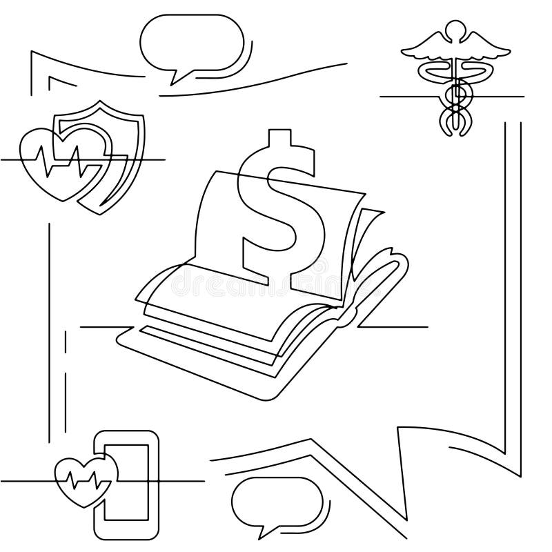 Concept Visualization Line Icon Drawing of Healthcare and Wellness ...