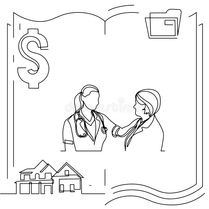 Concept Visualization Line Icon Drawing of Healthcare and Wellness ...