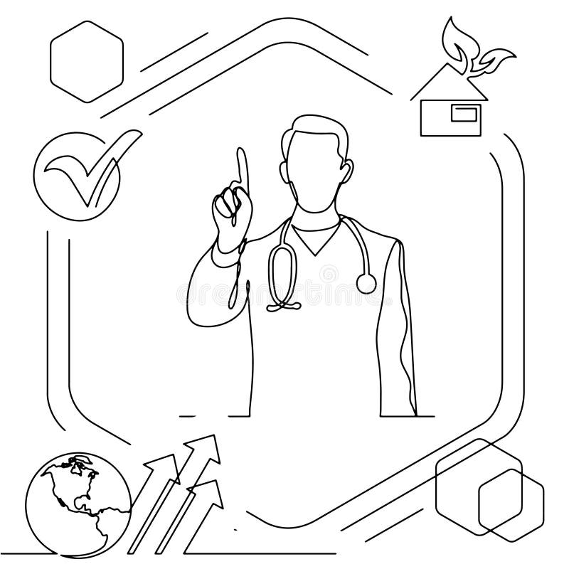 Concept Visualization Line Icon Drawing of Healthcare and Wellness ...
