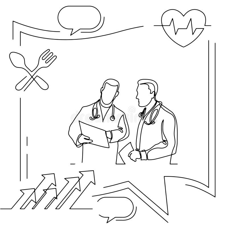 Concept Visualization Line Icon Drawing of Healthcare and Wellness ...