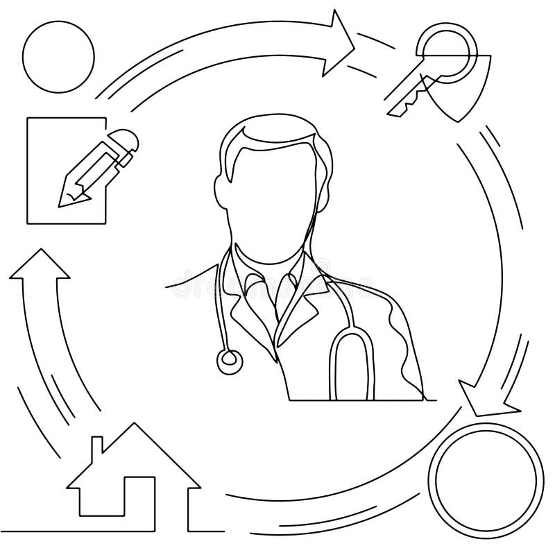 Concept Visualization Line Icon Drawing of Healthcare and Wellness ...
