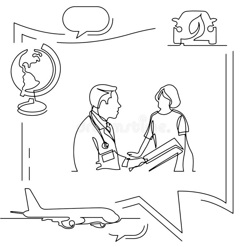 Concept Visualization Line Icon Drawing of Healthcare and Wellness ...