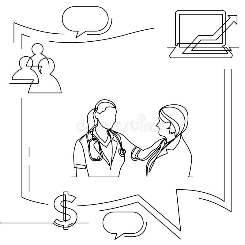 Concept Visualization Line Icon Drawing of Healthcare and Wellness ...