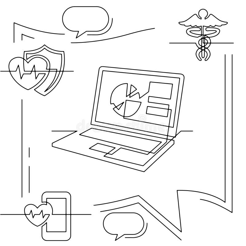 Concept Visualization Line Icon Drawing of Healthcare and Wellness ...