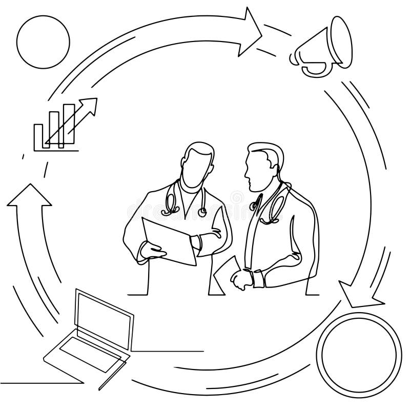 Concept Visualization Line Icon Drawing of Healthcare and Wellness ...