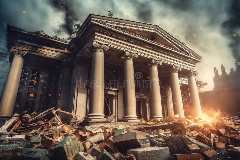 Concept Visually Portrays the Concept of a Banking Collapse ...