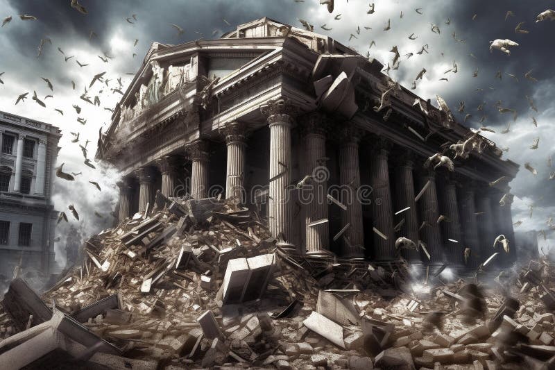 Concept Visually Portrays the Concept of a Banking Collapse ...