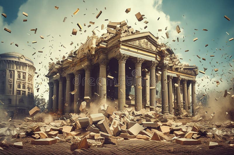Concept Visually Portrays the Concept of a Banking Collapse ...