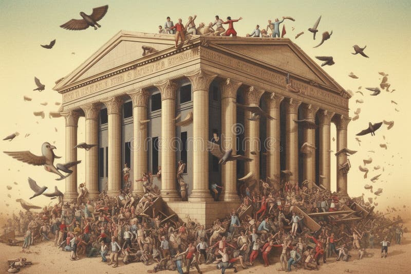 Concept Visually Portrays the Concept of a Banking Collapse ...