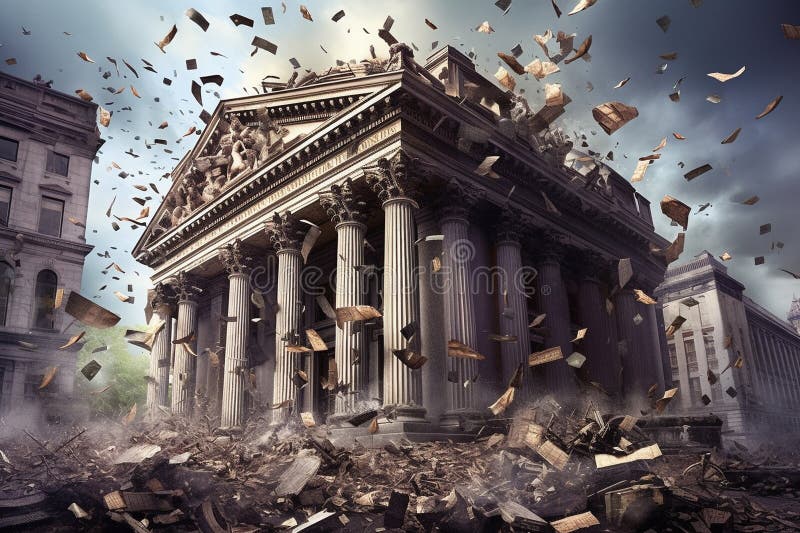 Concept Visually Portrays the Concept of a Banking Collapse ...
