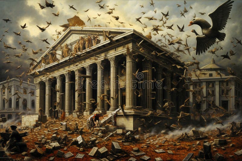 Concept Visually Portrays the Concept of a Banking Collapse ...