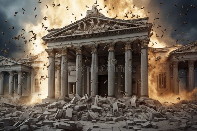 Concept Visually Portrays the Concept of a Banking Collapse ...