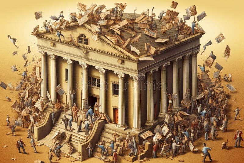 Concept Visually Portrays the Concept of a Banking Collapse ...