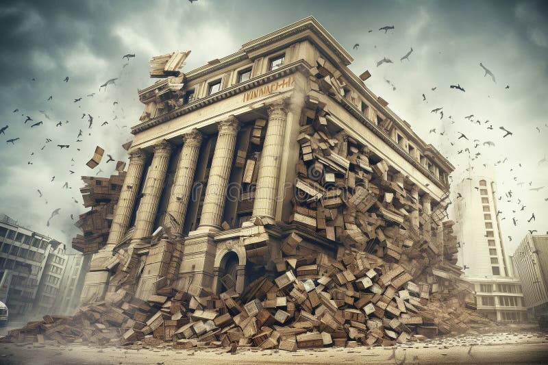 Concept Visually Portrays the Concept of a Banking Collapse ...