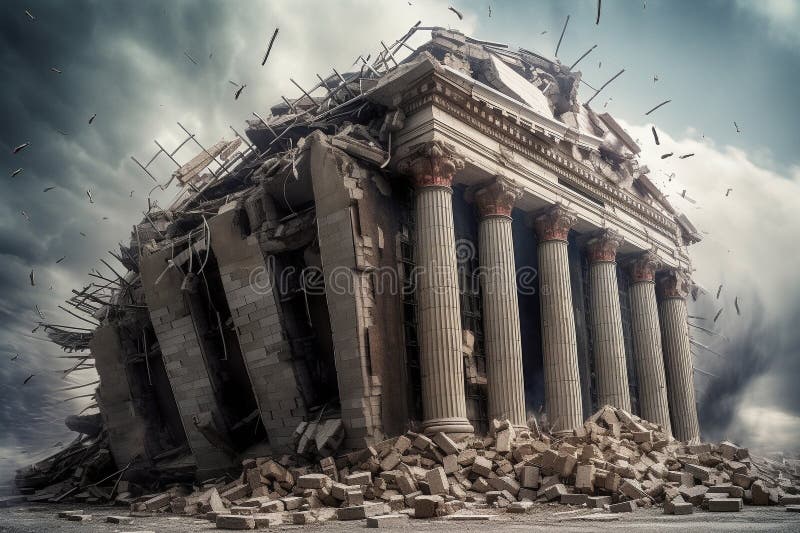 Concept Visually Portrays the Concept of a Banking Collapse ...