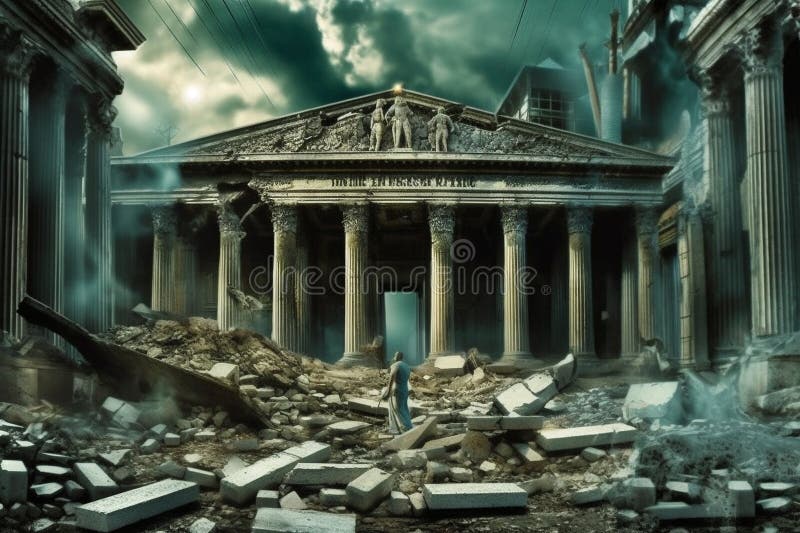 Concept Visually Portrays the Concept of a Banking Collapse ...