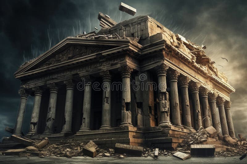 Concept Visually Portrays the Concept of a Banking Collapse ...