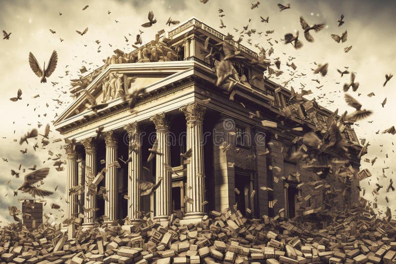 Concept Visually Portrays the Concept of a Banking Collapse ...