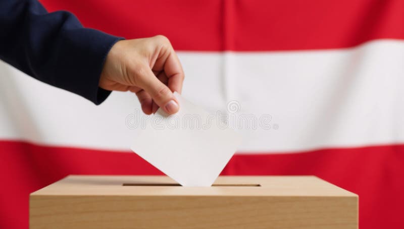 Voting Scene with an Austrian Flag Backdrop Austrian Elections ...