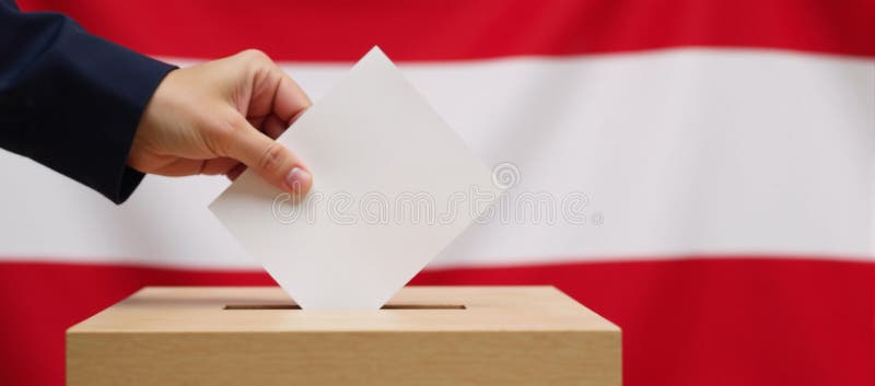 Voting Scene with an Austrian Flag Backdrop Austrian Elections ...