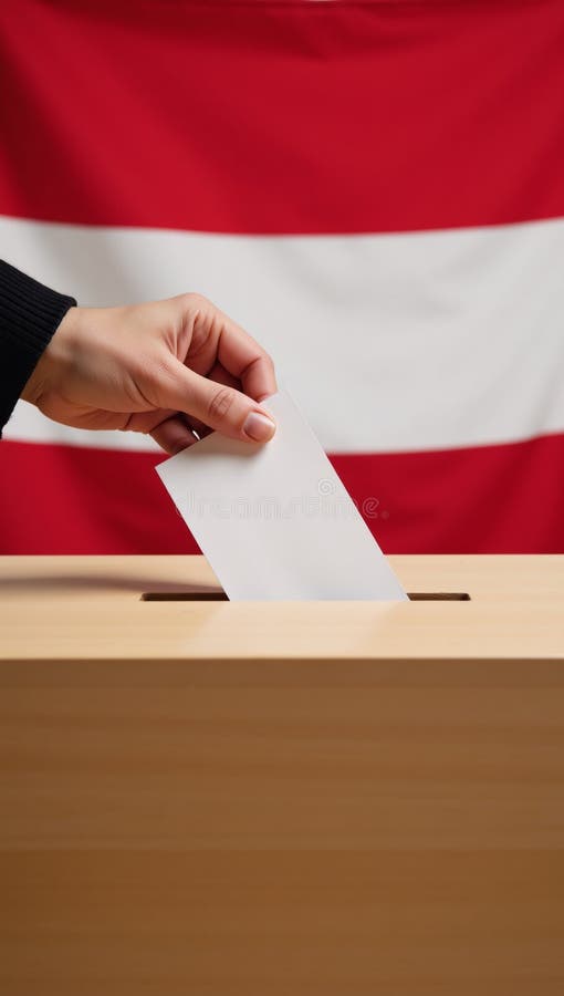Voting Scene with an Austrian Flag Backdrop Austrian Elections ...
