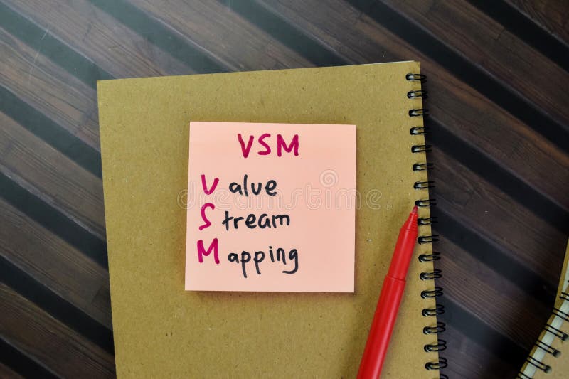 Concept of VSM - Value Stream Mapping Write on Sticky Notes Isolated on ...